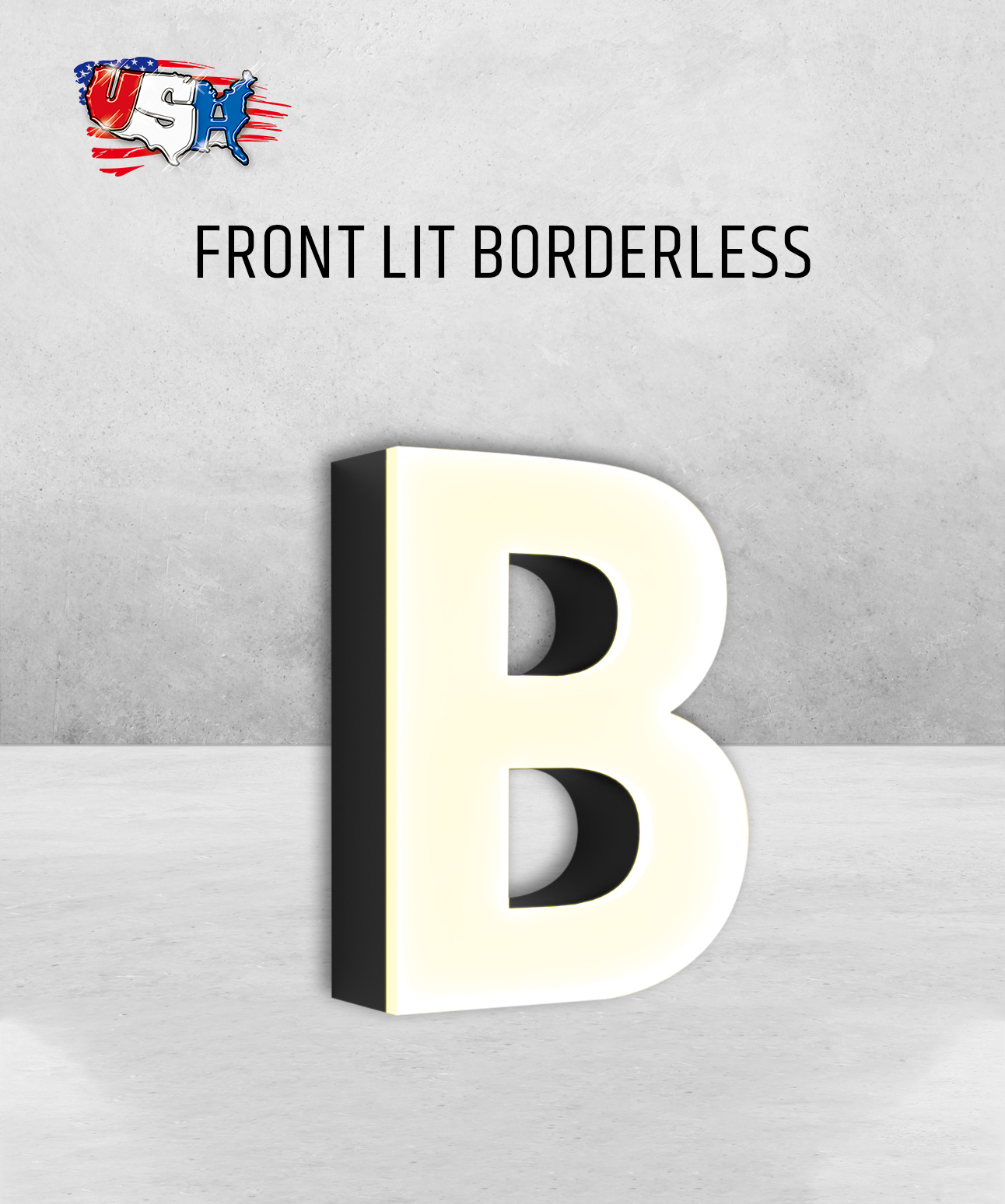Borderless Front Lit Sign in Visalia | Stainless Steel Letters - USA ...